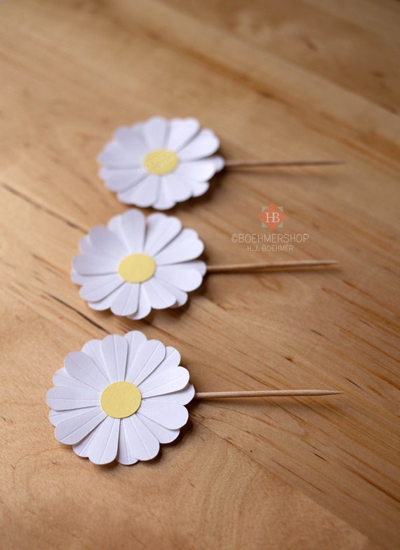 Large Daisy Cupcake Toppers/daisy Baby Shower Cupcake Toppers/ | Etsy