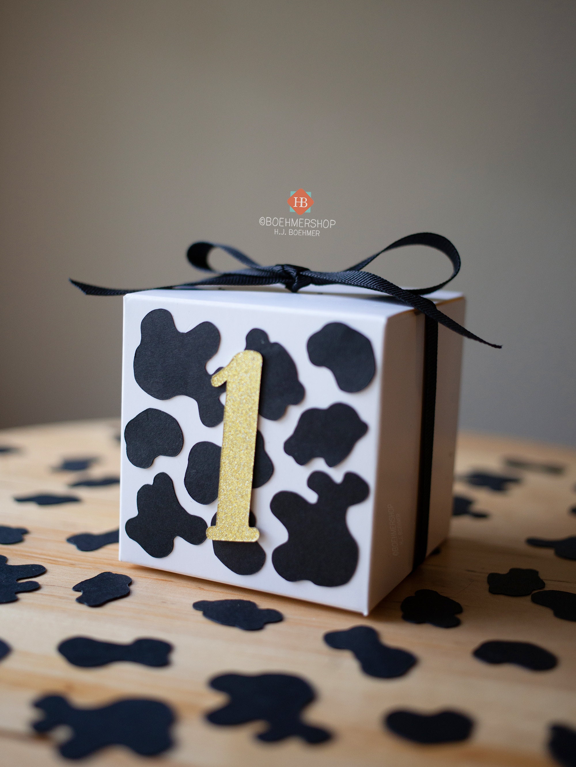 Cow Print Favor Box, Birthday Party Gift Box, Farm Birthday Party ...