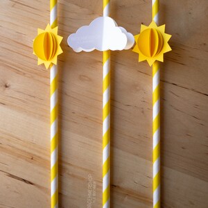 3D Sunshine Straw Toppers/3d Cloud and Sun Straw Toppers/sunny Straw ...