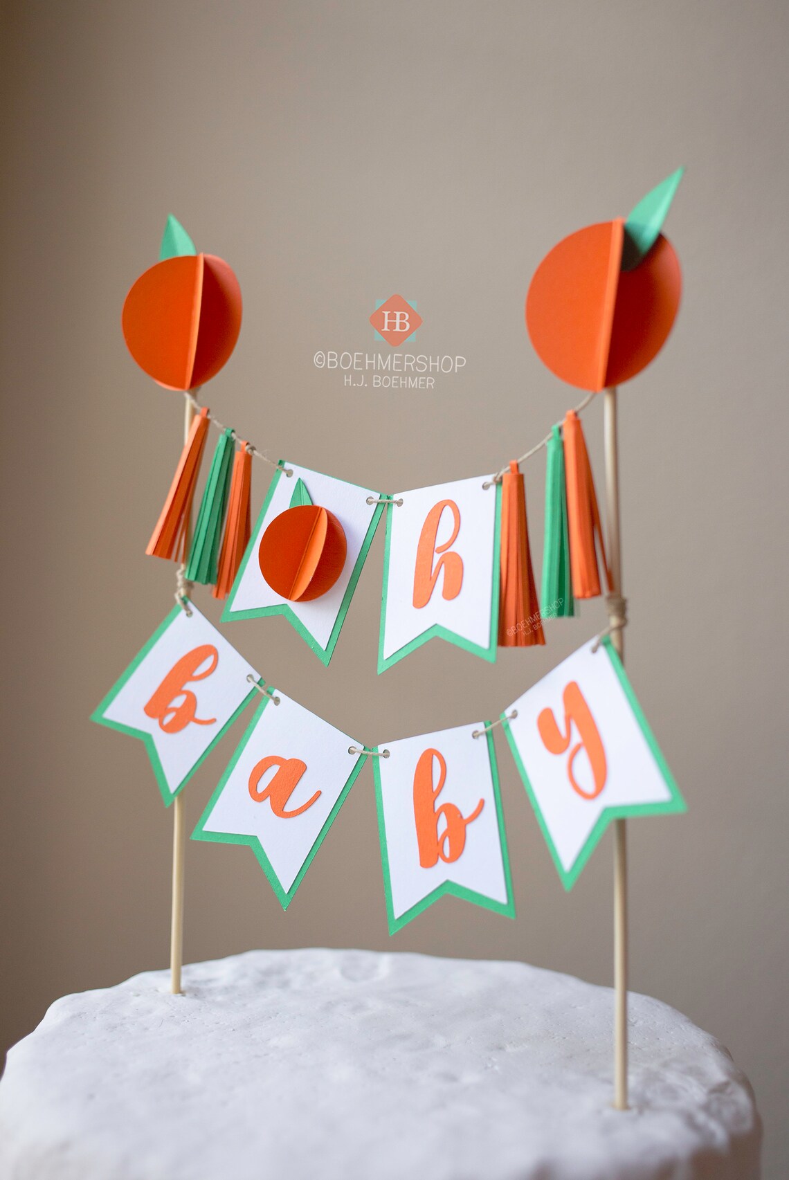 Oh Baby Cake Topper / Orange Cake Topper / Cutie Cake Topper / | Etsy