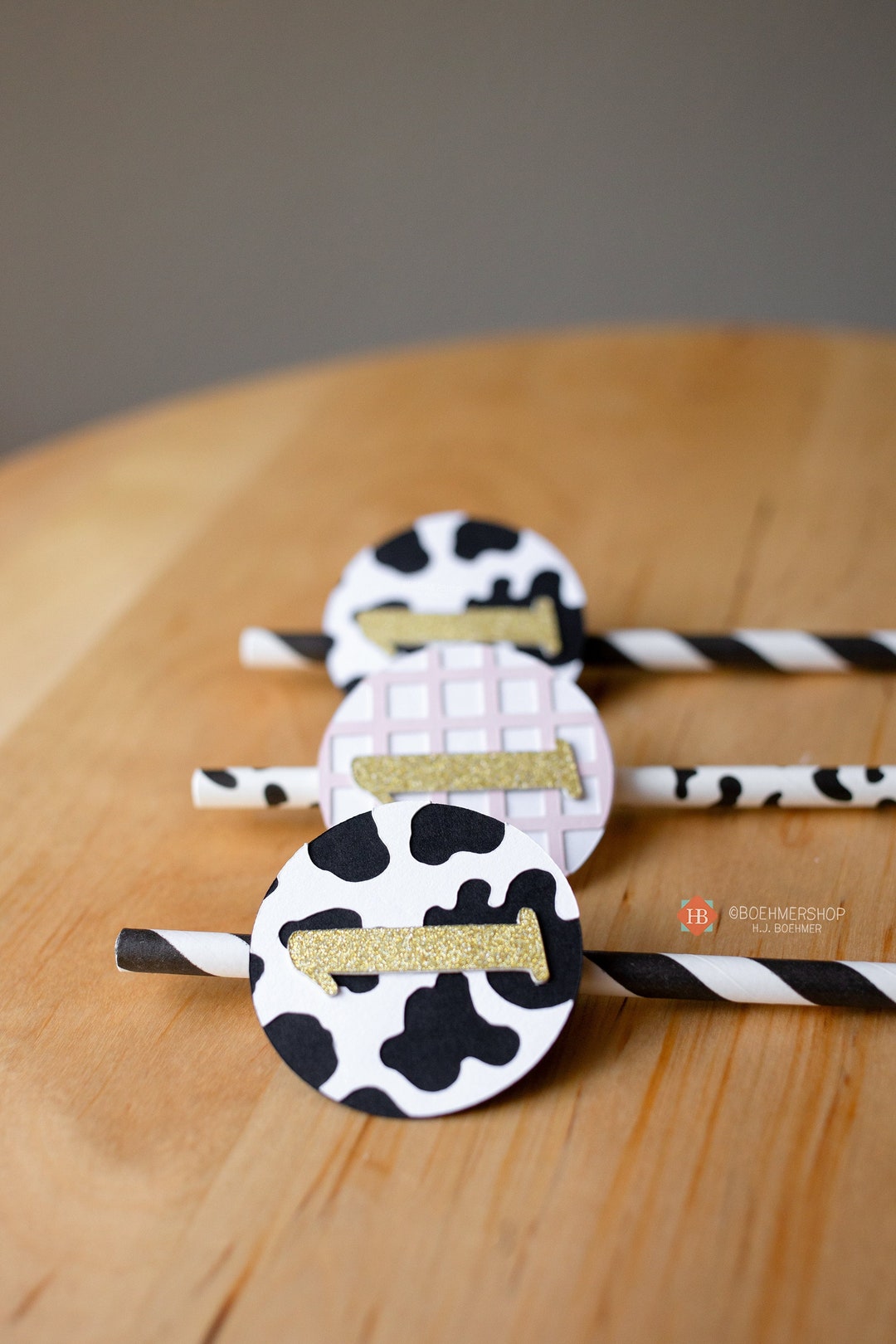 Cow Print Straw Toppers, Farm Birthday Party Decorations (set of 12) - Etsy
