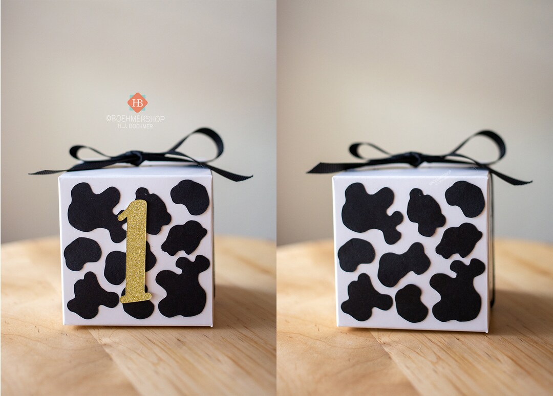 Cow Print Favor Box, Birthday Party Gift Box, Farm Birthday Party ...