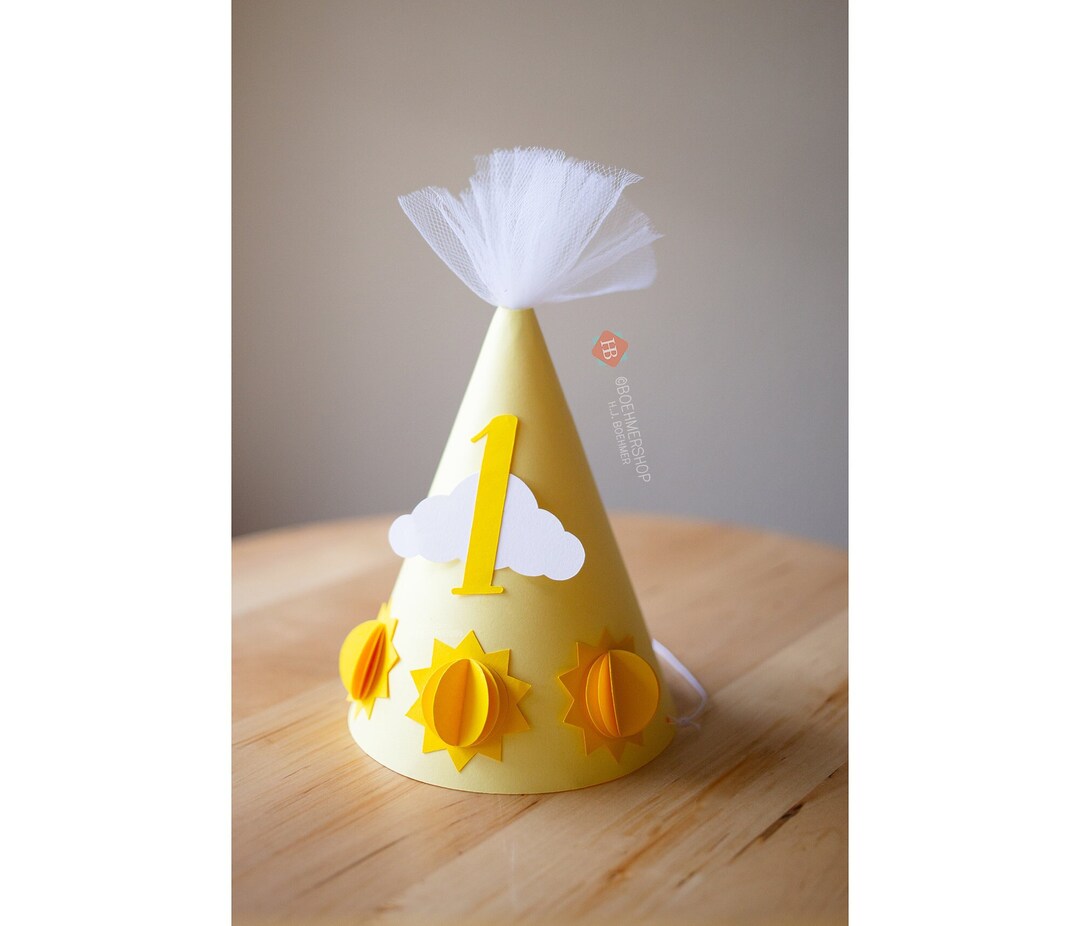 3D Sunshine First Birthday Party Hat, Sun Birthday Party Themed ...