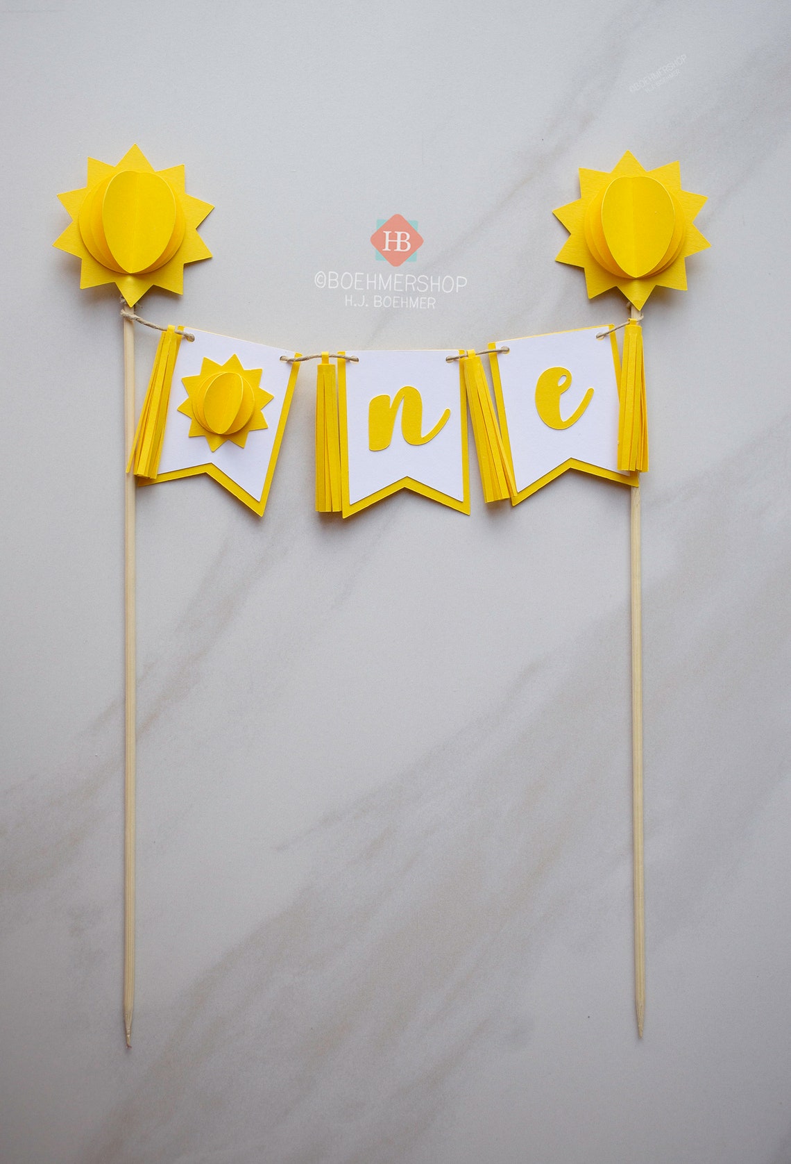 Sunshine First Birthday Cake Topper: 3D Yellow Sun Banner - Etsy