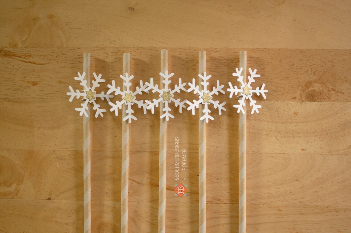 Snowflake Straw Toppers/winter Onederland Straw - Etsy