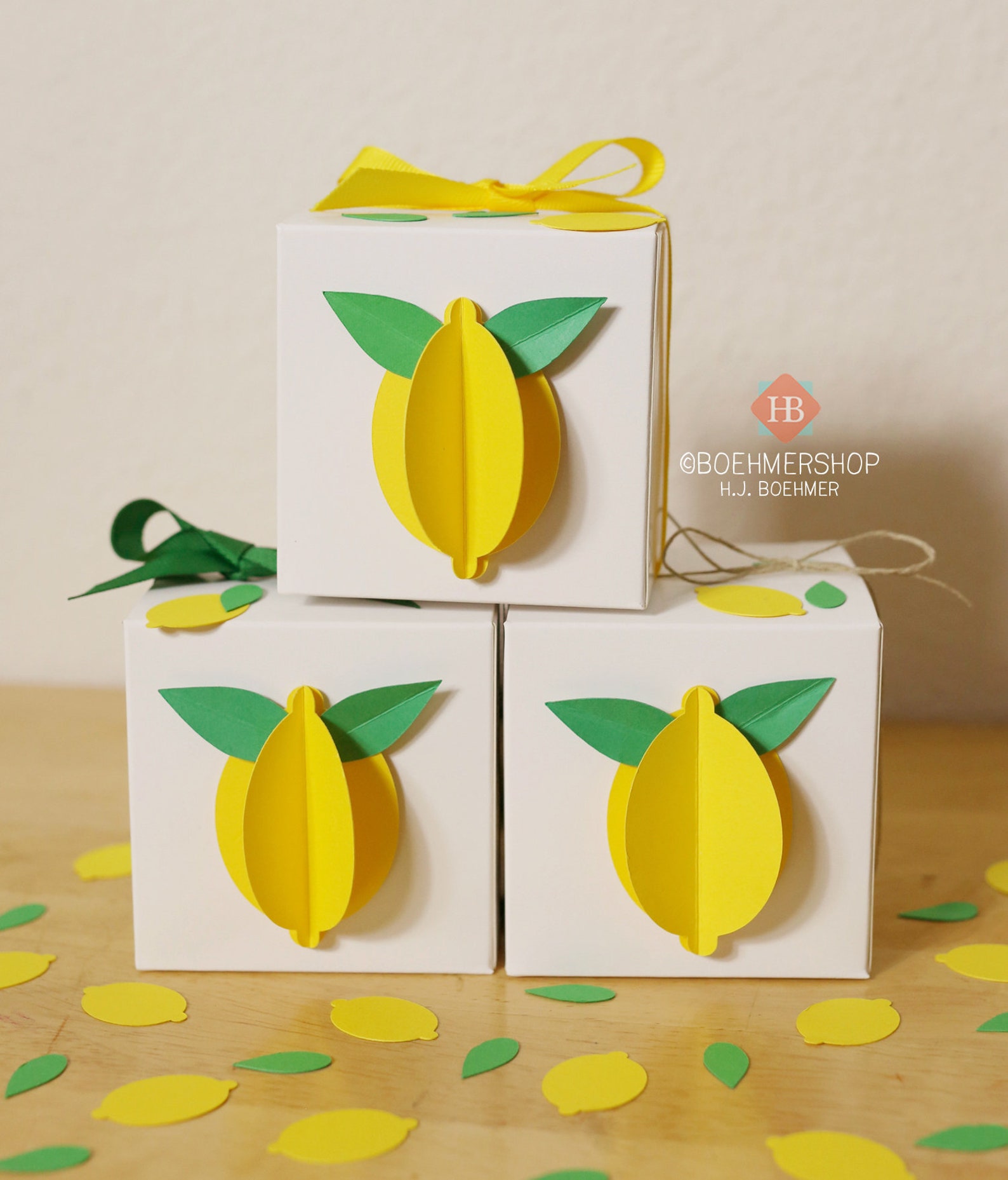 Lemon Gift Boxes / Lemon Favor Boxes / Lemon Theme / Lemon Party ...