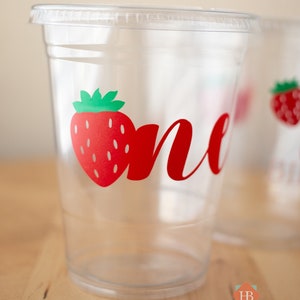 Strawberry Birthday Party Cups, Berry First Birthday, Disposable With ...
