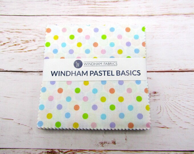 Pastel Basics by Windham Fabrics Pink Yellow Green Purple Blue Orange 5 Inch Charm Squares Pack ...