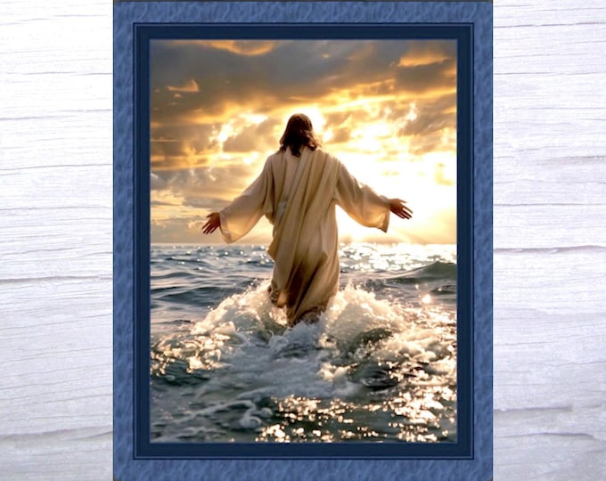 Jesus Walking on Water Fabric Panel: 100% Cotton Quilt Material (36x45 ...