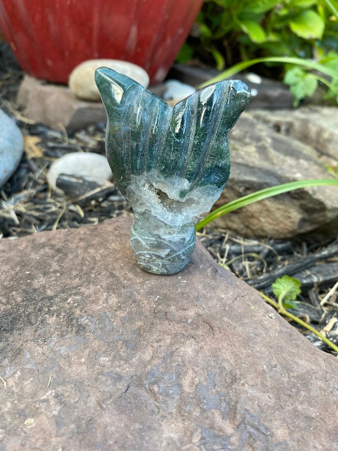 Moss Agate Mermaid Tail Mermaid Tail Carving Natural Stone Carving - Etsy
