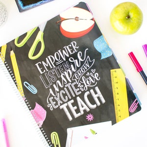 Undated Teacher Planner & Calendar, Academic Year 12 Month August to ...