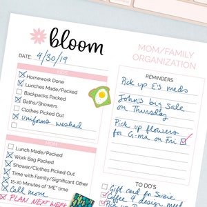 Mom/family Organization- Printable PDF - 8.5" X 11" Instant Download - Etsy