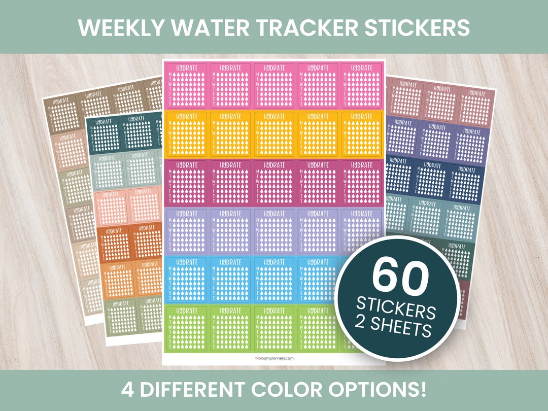 Water Tracker Stickers, Weekly Water Trackers, Water Intake Stickers ...