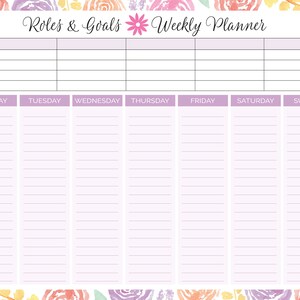 Roles and Goals Weekly Tracker - Printable PDF - 8.5" X 11" Instant ...