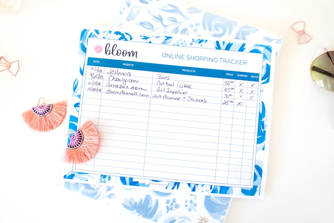 Online Shopping Tracker Printable PDF - Track Online Purchases and ...