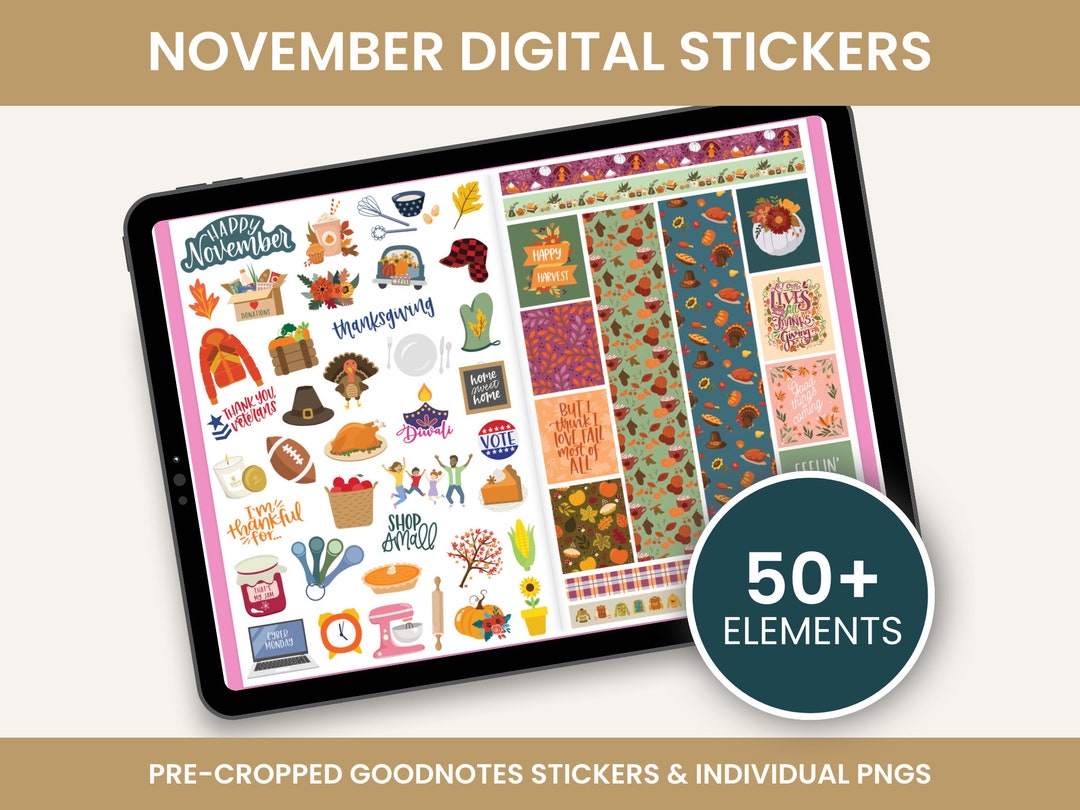 November Stickers Digital Stickers Goodnotes Stickers PNG - Etsy
