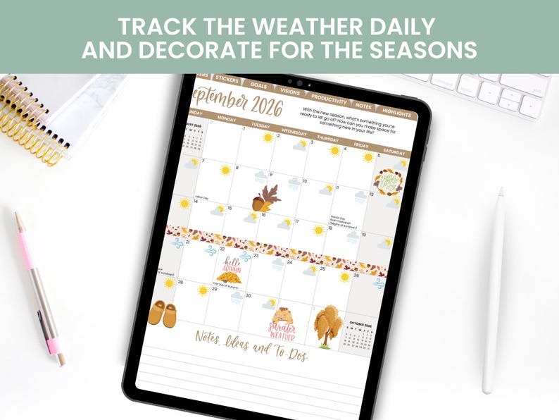 Digital Weather Sticker Pack V2, Seasonal Planner Stickers, Weather ...