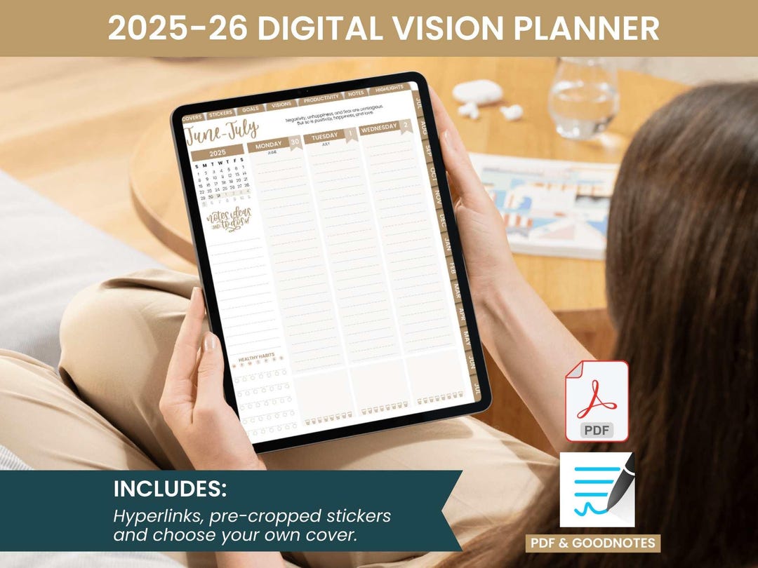 2025-26 Digital Vision Planner, July 2025 - July 2026 - GOODNOTES ONLY ...