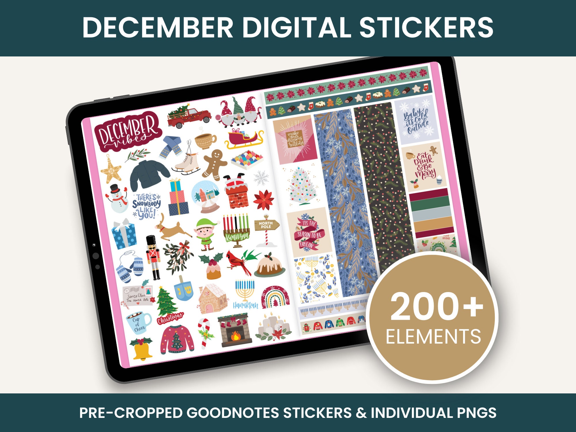 December Digital Stickers: Goodnotes PNG Winter Kit - Etsy