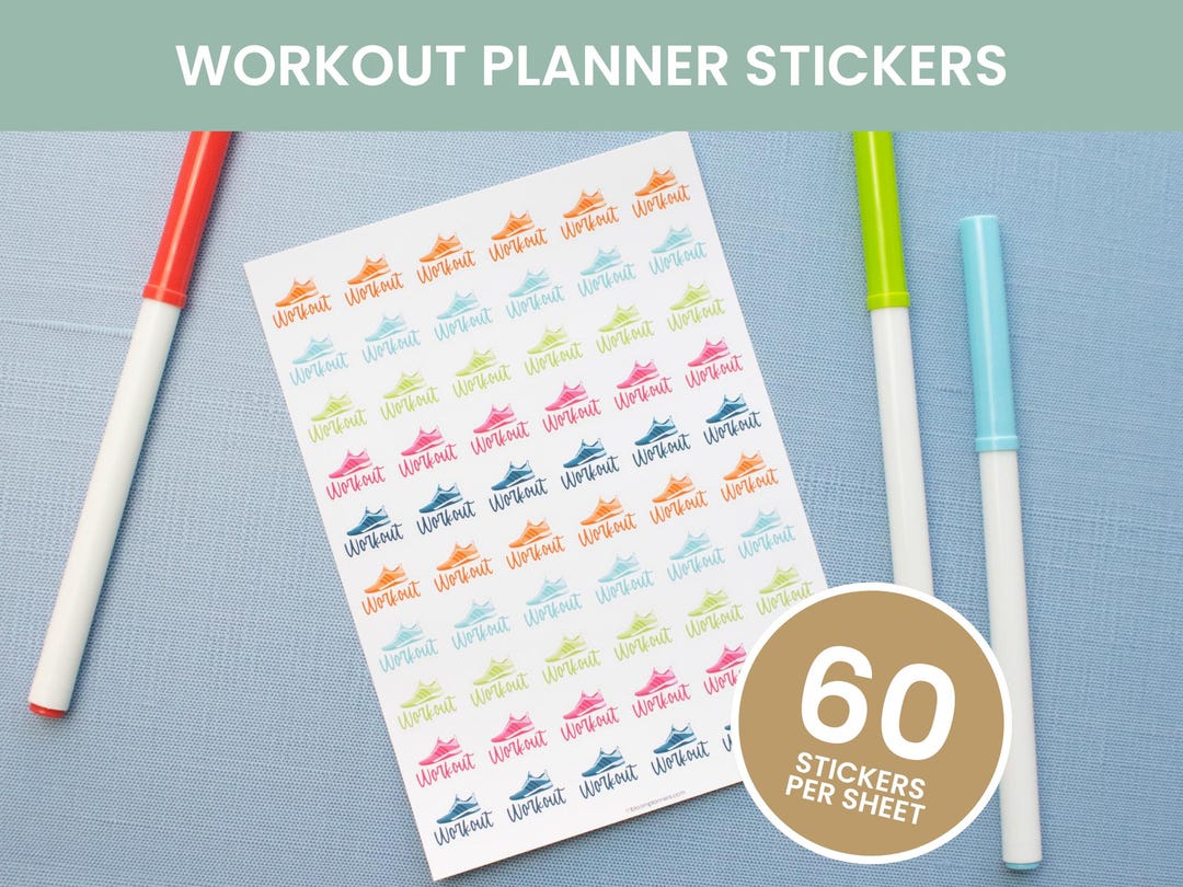 Workout Planner Stickers, Gym Sticker, Exercise Sticker, Planner ...