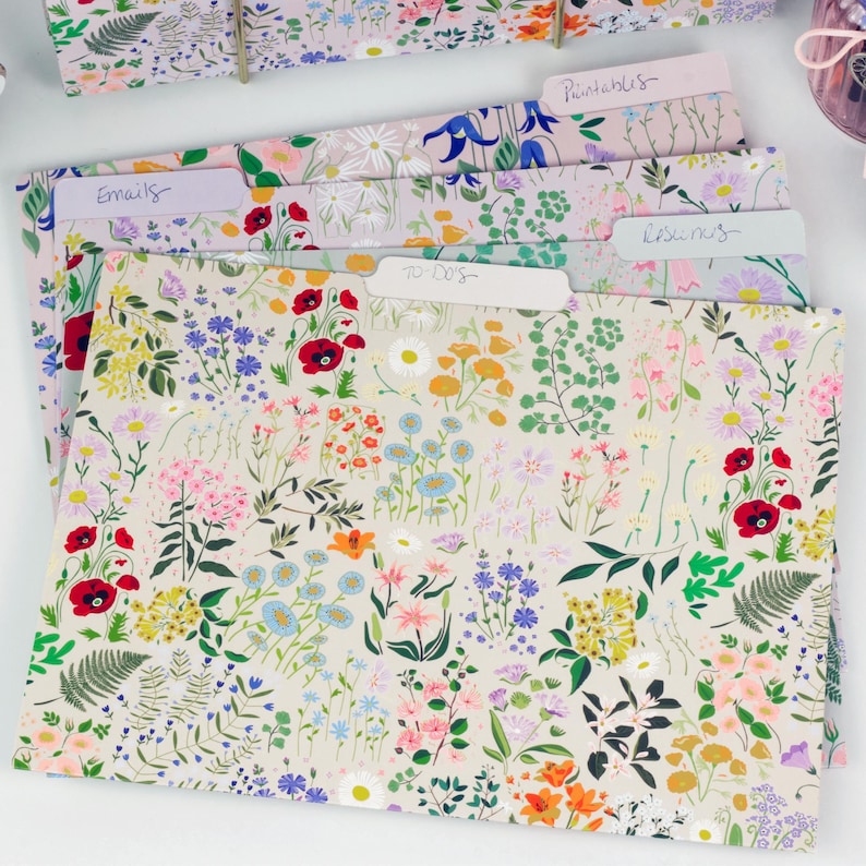 Garden Party File Folders | 12-pack Floral Letter-size File Folders for ...