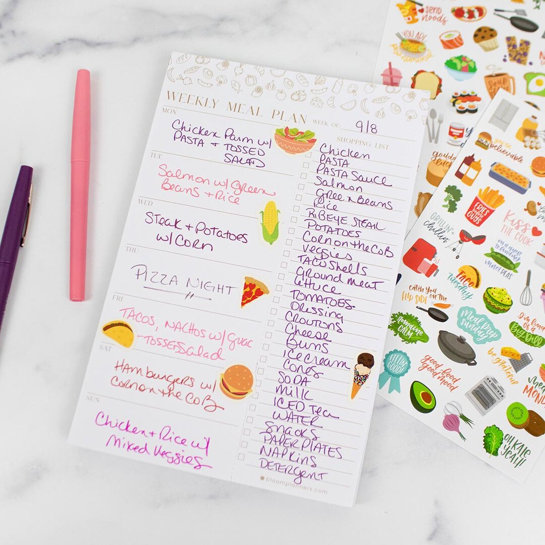 Modern Gold Meal Planning Pad | 6×9 Magnetic Weekly Planner Pad With ...