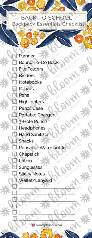 Back to School Checklist Printable PDF 8.5 x | Etsy