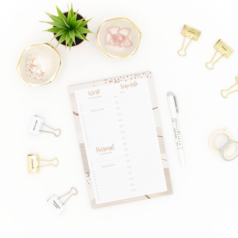 Planning Pad, 6" X 9", Timed Work & Personal To-do List, Brushed Beige ...