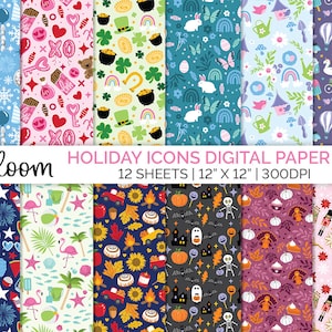 12" X 12" Digital Paper Pack - HOLIDAY ICONS - by Bloom Daily Planners ...