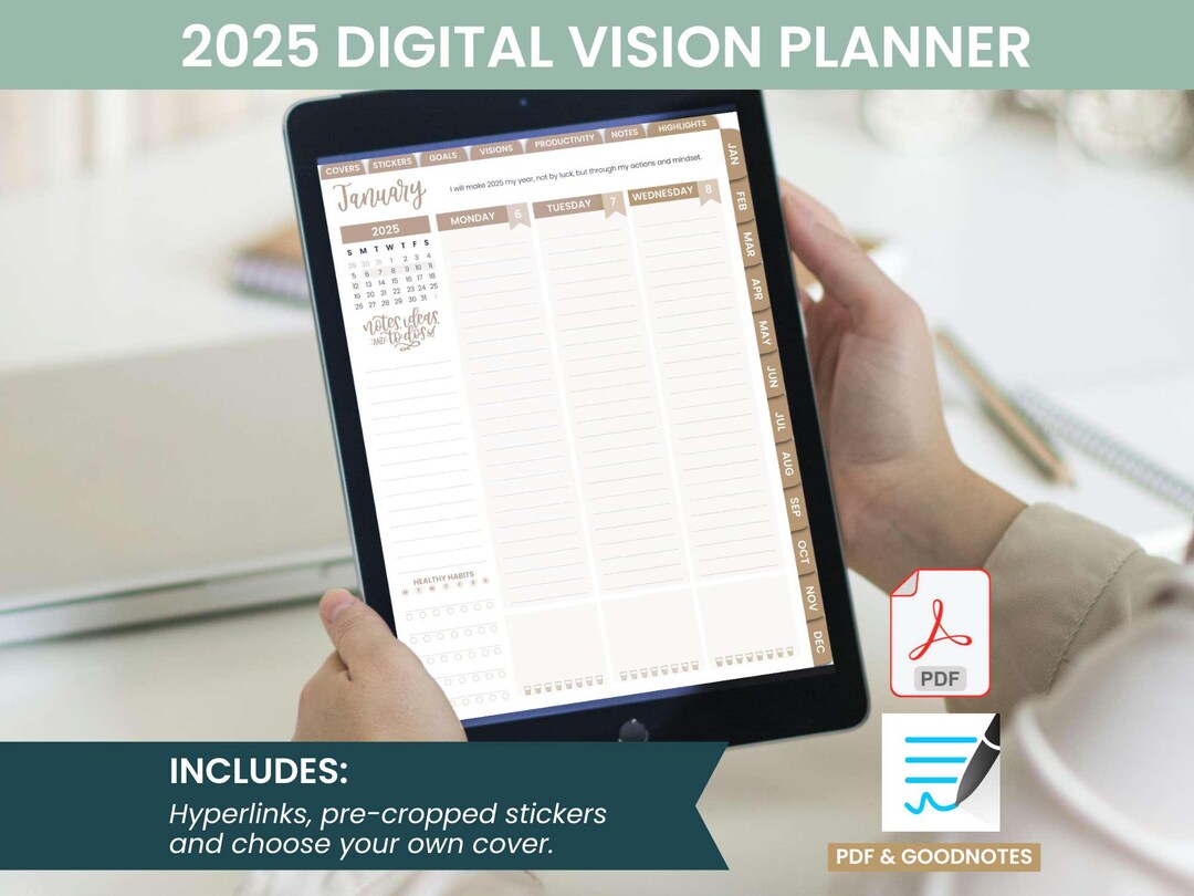 2025 Digital Vision Planner, January - December 2025 - GOODNOTES ONLY ...