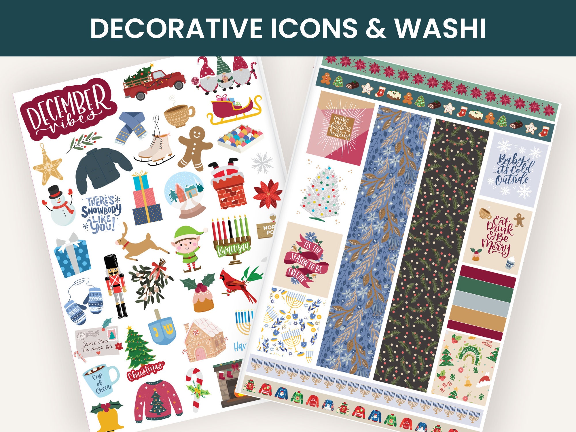 December Digital Stickers: Goodnotes PNG Winter Kit - Etsy