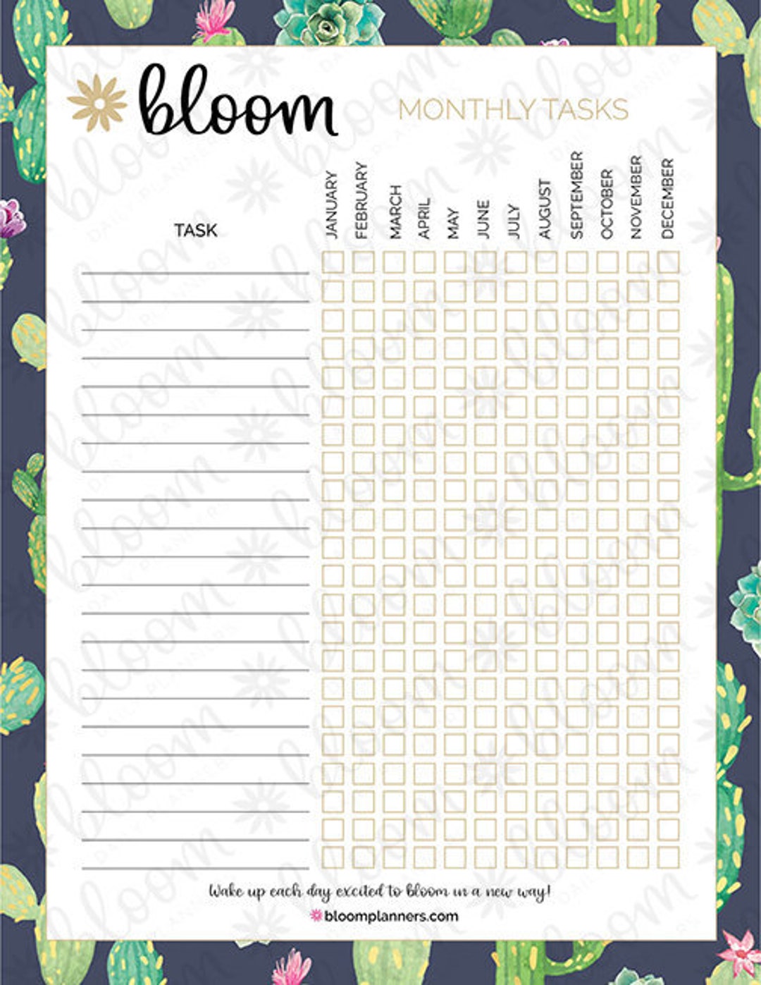 Monthly Tasks and Habit Tracker Printable PDF - 8.5" X 11" - Instant ...