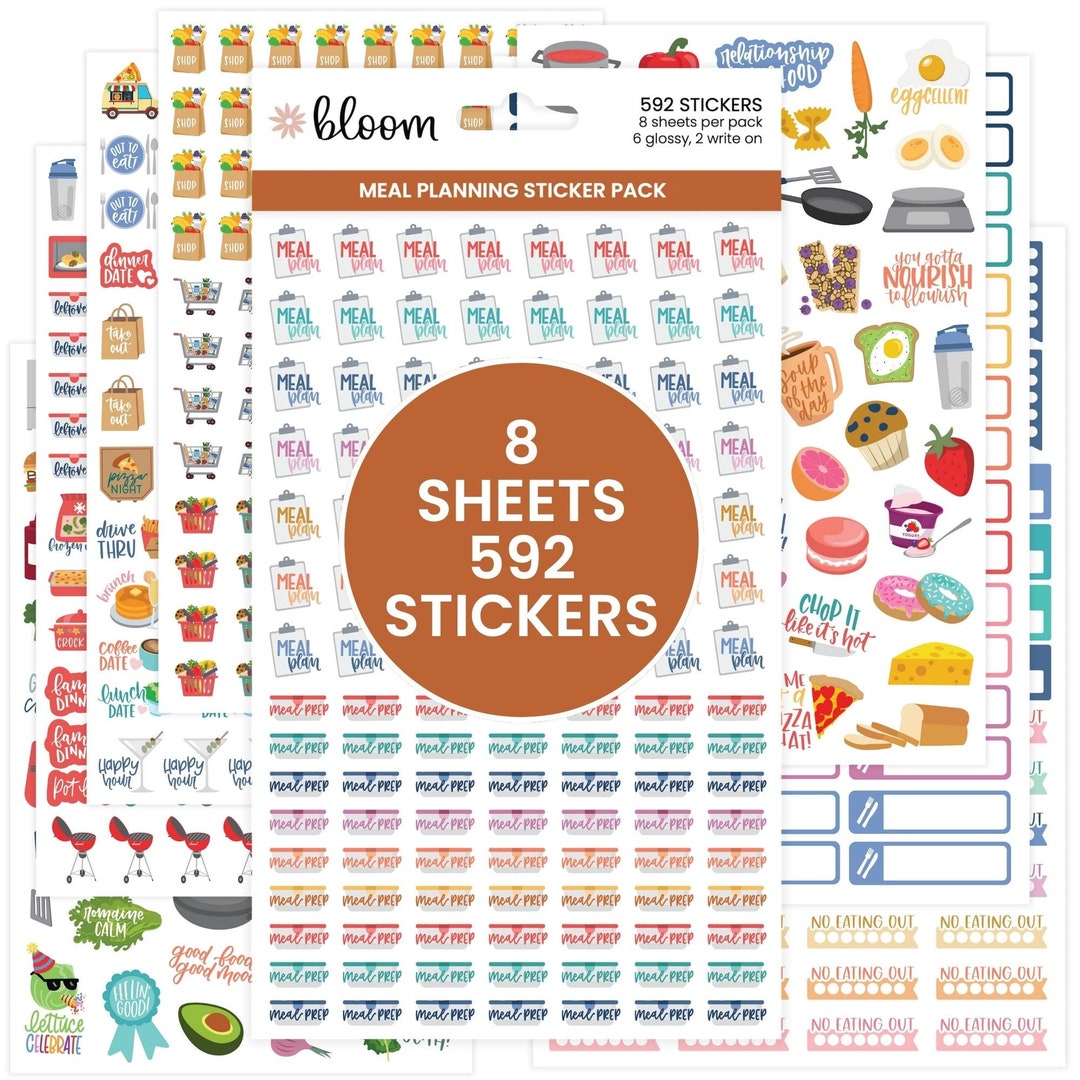 Planner Sticker Sheets, Meal Planning - Etsy