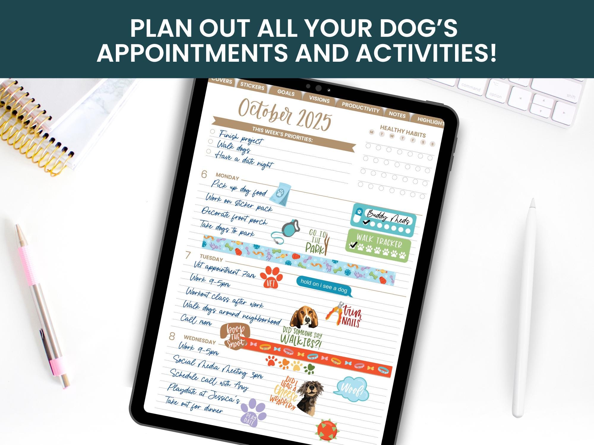 Dog Lover Digital Sticker Pack | 235 Hand-drawn Dog Stickers for ...