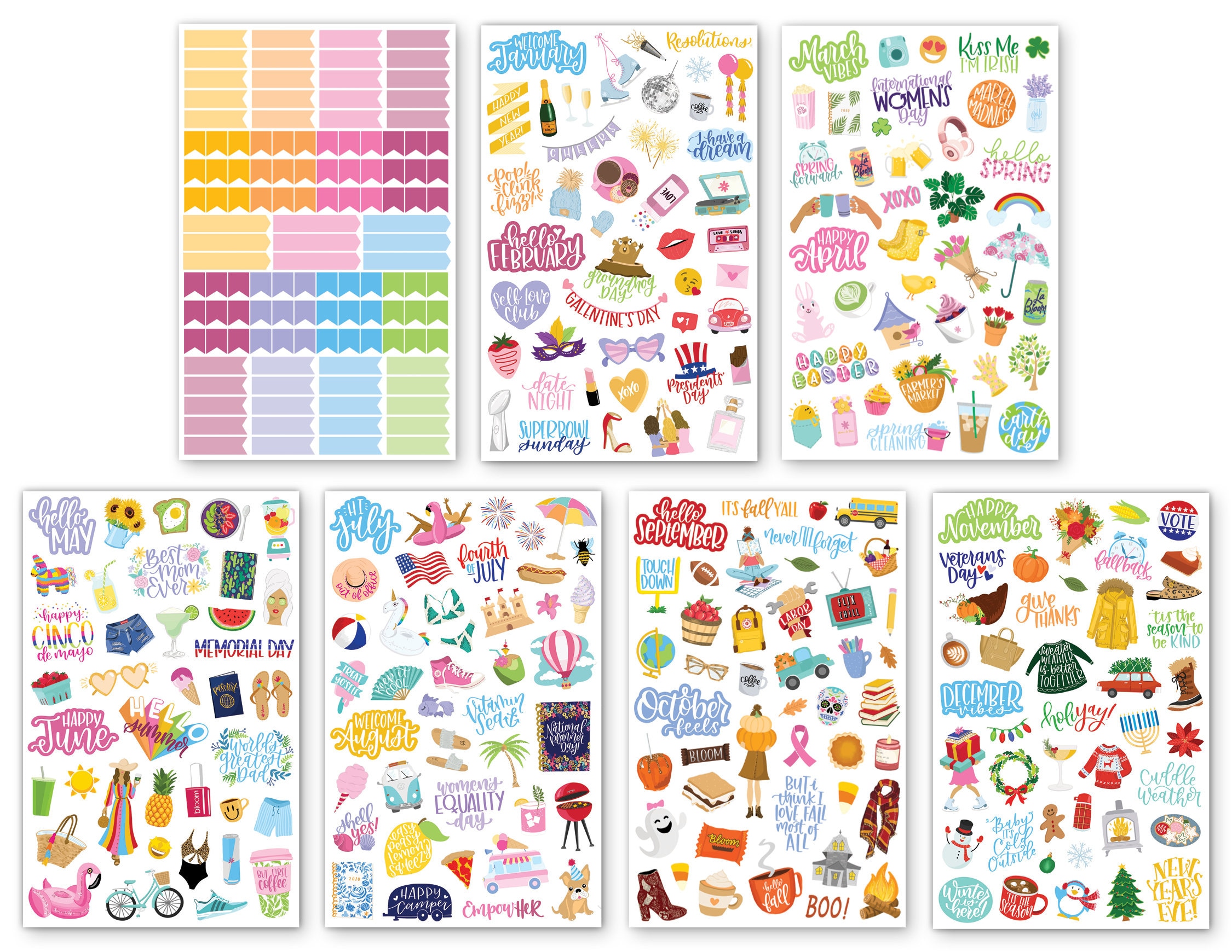 Value Sticker Pack 1000 Stickers 13 Sheets of Physical - Etsy
