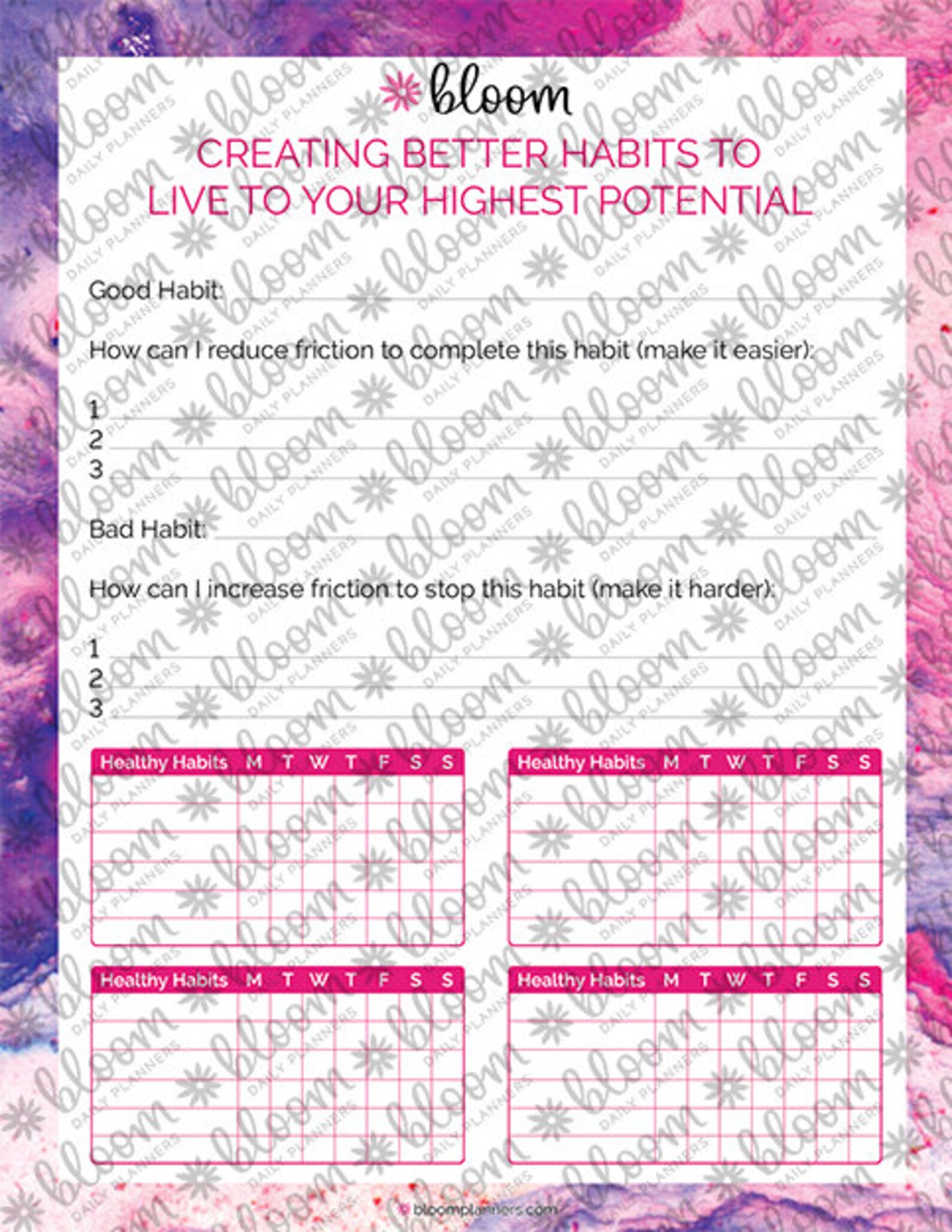 Creating Better Habits Printable PDF 8.5 X 11 | Etsy