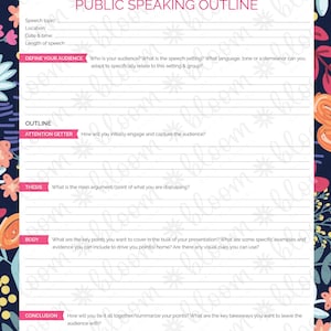 Printable Public Speaking Outline - 2 Sided Speech Outline - Printable ...
