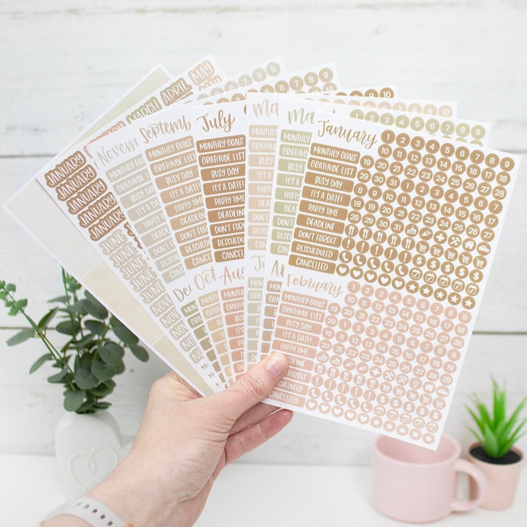 Planner Sticker Pack, Calendar Essentials Dates Dots and Banners for ...