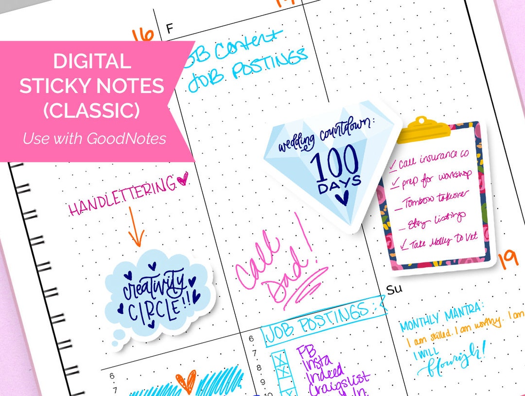 CLASSIC Sticky Notes for Digital Planning for Goodnotes Ipad - Etsy