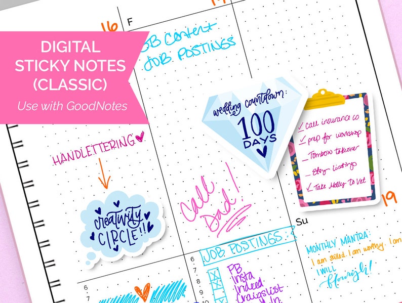 CLASSIC Sticky Notes for Digital Planning for Goodnotes Ipad - Etsy