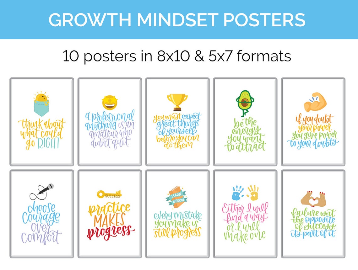 10 Printable Posters - Growth Mindset for Teachers and Classrooms ...