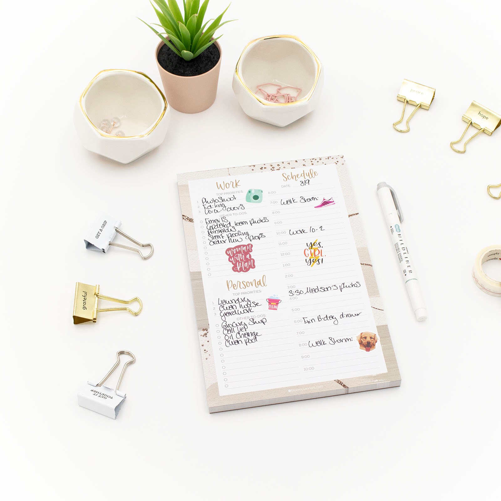 Planning Pad, 6" X 9", Timed Work & Personal To-do List, Brushed Beige ...