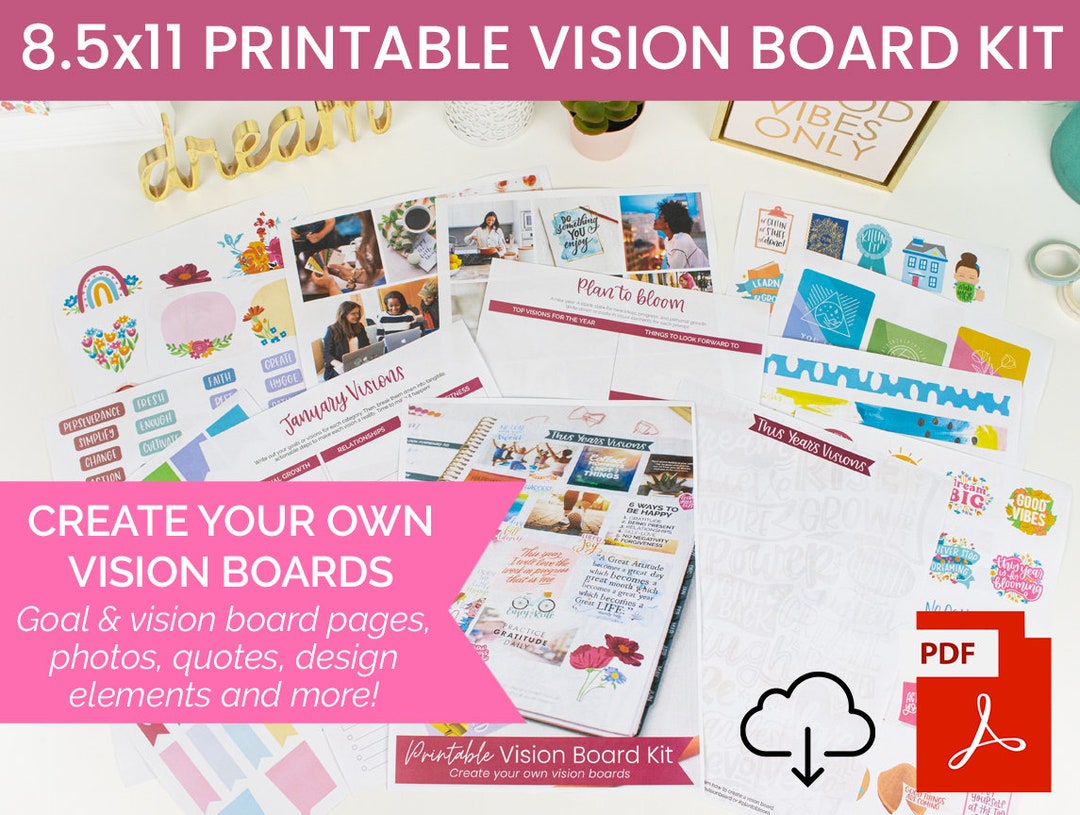 Bloom Planners Printable Vision Board Kit - Digital Download - Download ...