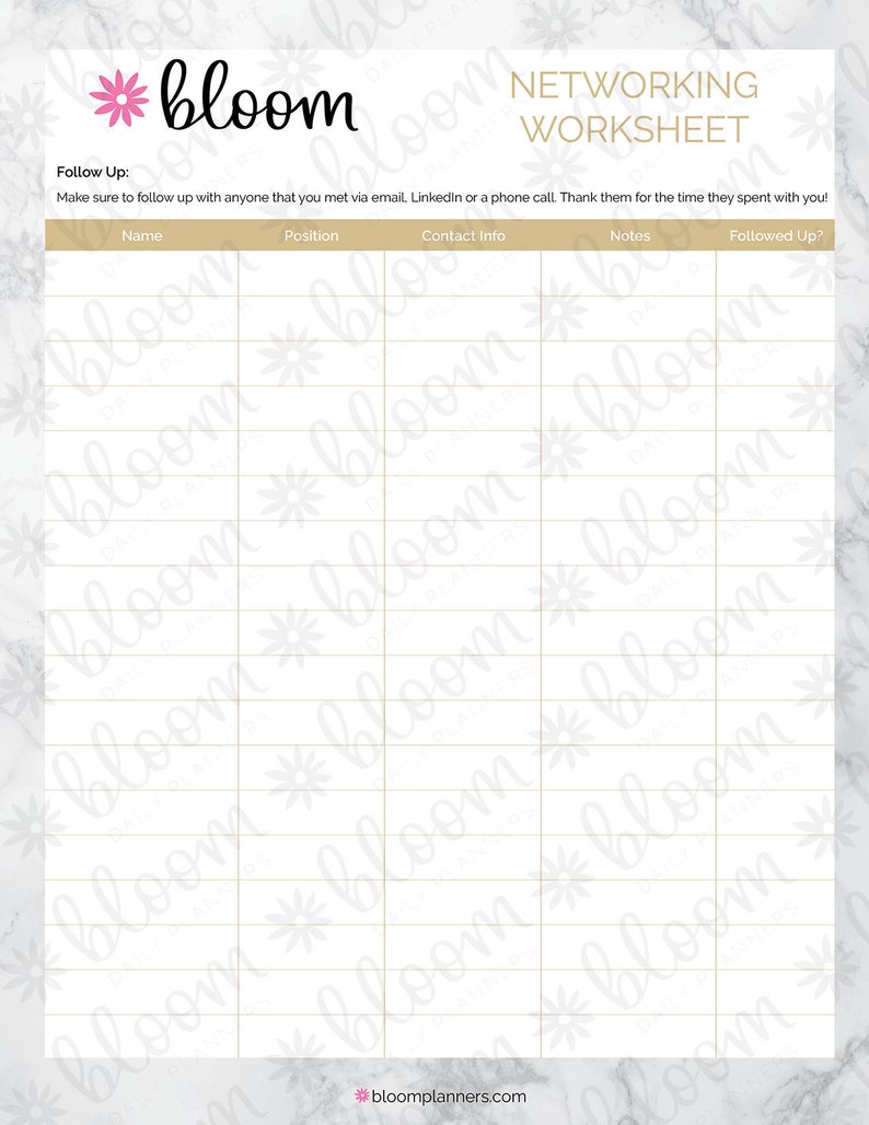 Networking Worksheet EDITABLE Printable PDF 8.5 X - Etsy
