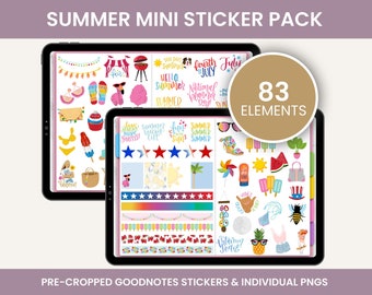 Summer Digital Stickers, Digital Planner Stickers, Summer Clipart ...