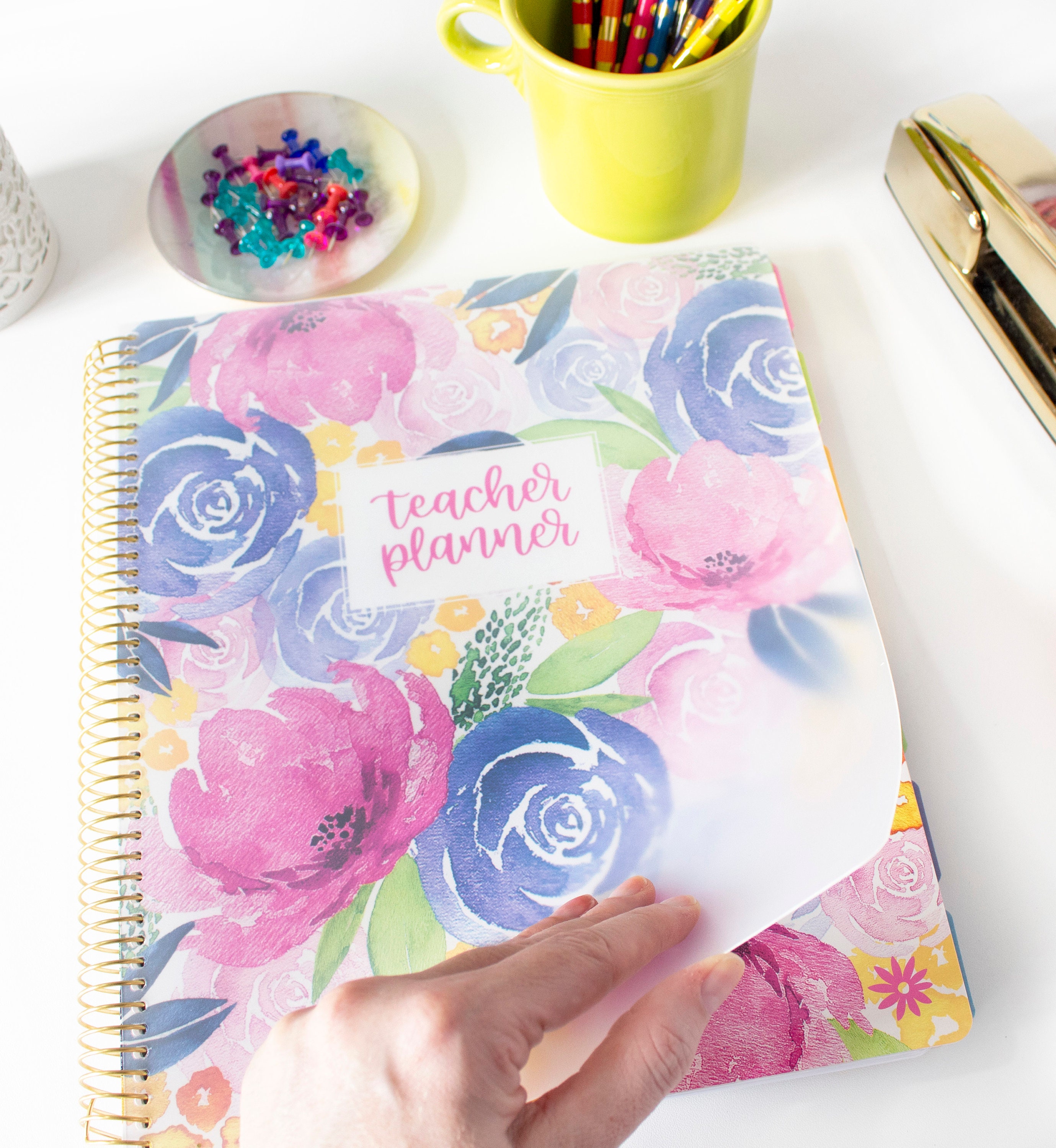 Undated Teacher Planner & Calendar, Watercolor Floral - Etsy