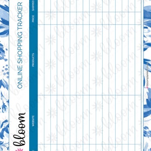 Online Shopping Tracker Printable PDF - Track Online Purchases and ...