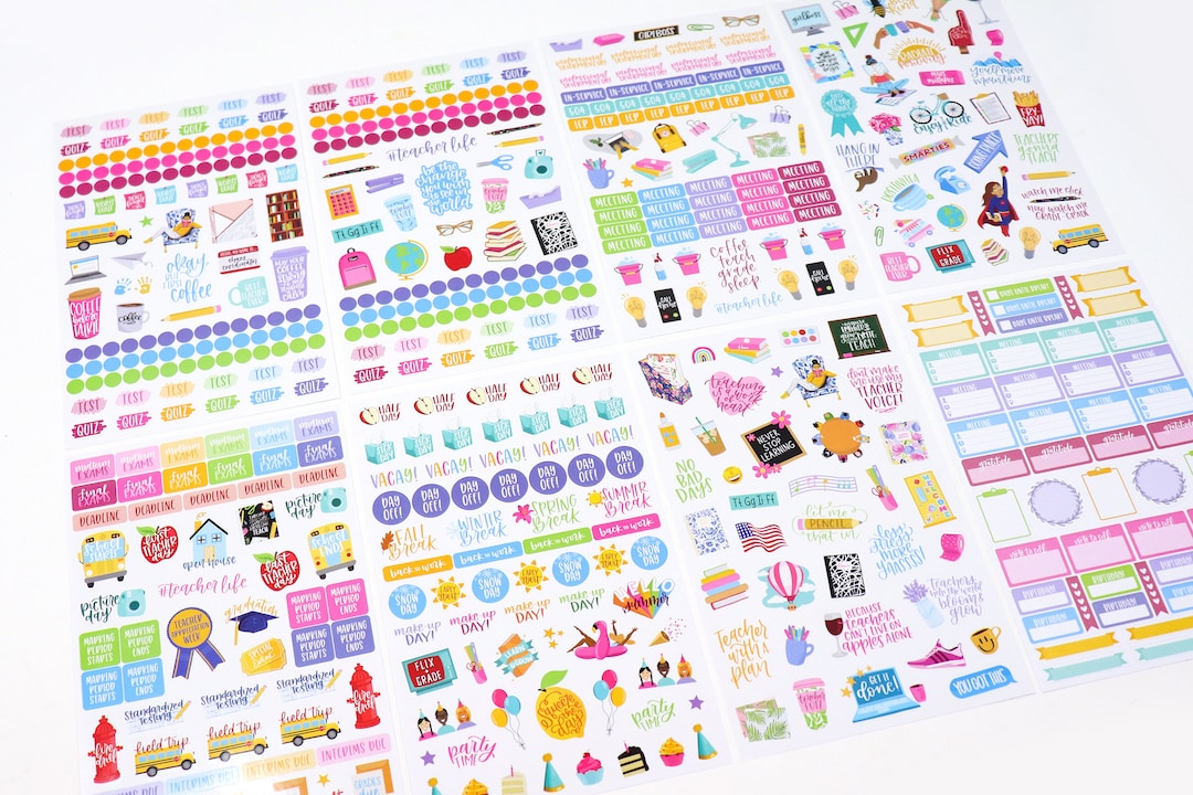 Teacher Sticker Pack | 8 Pages With 586+ Hand-drawn Classroom, Planning ...
