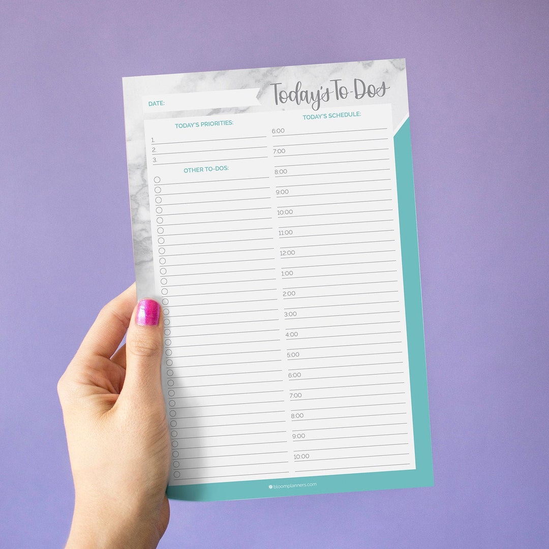 Planning Pad, 6" X 9", Timed Daily Pad, Marble & Mint - Etsy