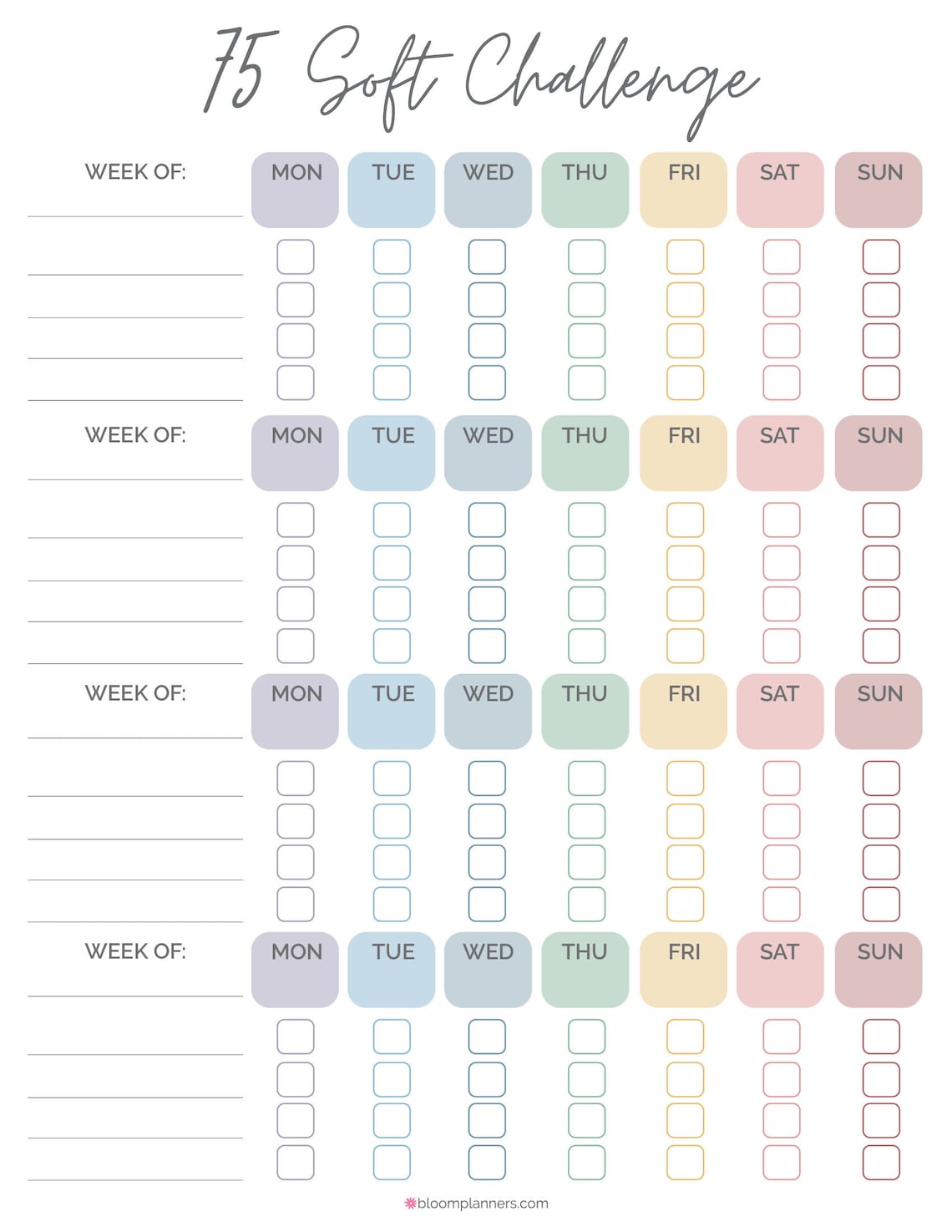 75 Soft Challenge 2 Page Printable PDF 8.5 X - Etsy